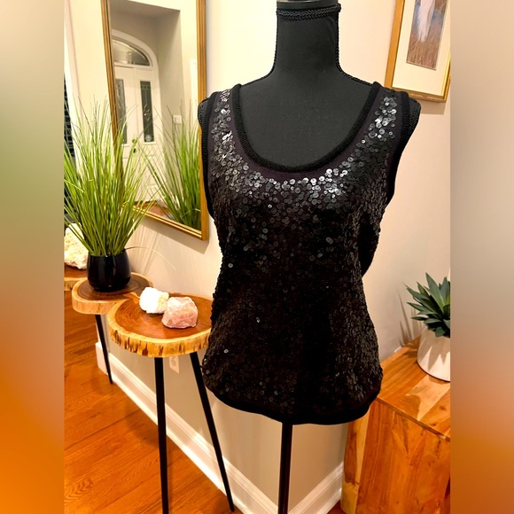 Magaschoni | Tops | Magaschoni Cashmere Black Shimmer Tank Size Medium ...